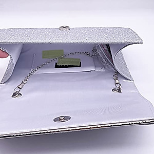 Milisente Clutch Purses For Women Sparkle Glitter Evening Bags Bridal Purse(Silver)