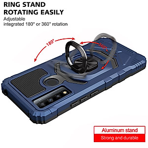 Ailiber for TCL 4X 5G (T601DL) Case, Alcatel TCL 20A 5G (T768S) Case with Screen Protector, Ring Kickstand for Magnetic Car Mount, Heavy Duty Shockproof Protective Phone Cover for TCL 4X-Blue