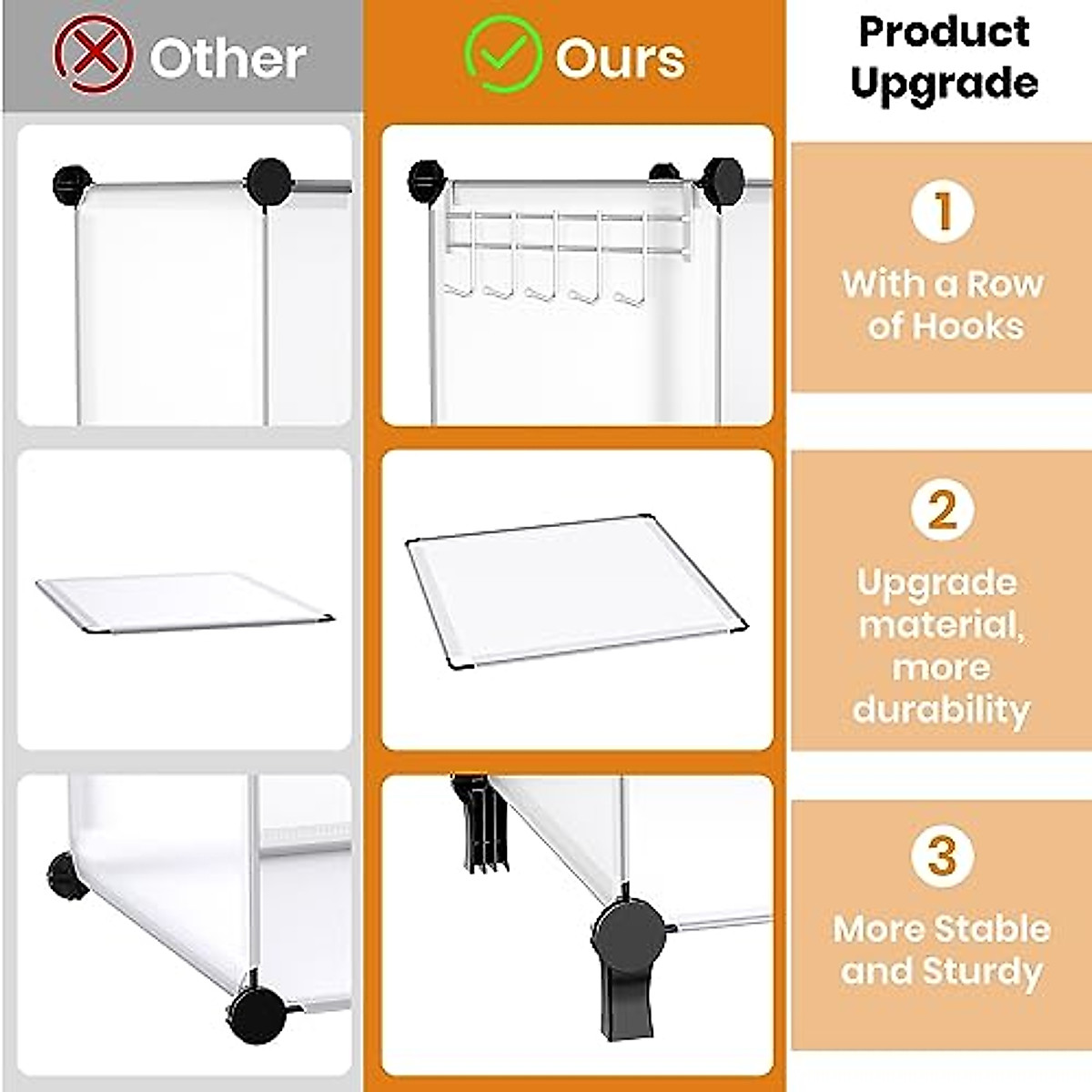 ROJASOP 6 Cube Storage Organizer, DIY Stackable Cube Storage Shelf Bookshelf Plastic Cubby Shelving Closet Organizers and Storage, Cube Organizer Shelf for Bedroom, Living Room, Home Office, Clear