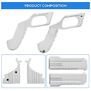 YRXVW Weighted PistoI Grip VR Stock Controller Accessories for Oculus Quest 2, Controller Grips, Enhanced FPS Games Experience Holding Feels, Anti Slip Handle Shell Cover Protector-White
