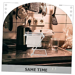 WOONEKY Storage Rack Cloth Rack Cloths Rack Cup Holder Foldable Cloth Holder Kitchen Countertop Rack Towel Rack Light Grey