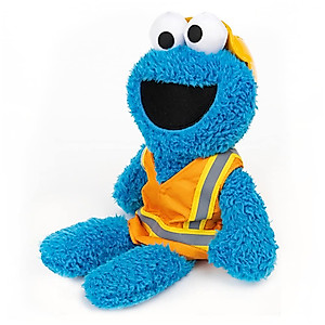 GUND Sesame Street Official Construction Worker Cookie Monster Muppet Plush, Premium Plush Toy for Ages 1 & Up, Blue/Orange, 13”