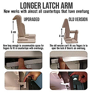 Upgraded Invisible Baby Proofing Cabinet Latch Locks (10 Pack) - No Drilling or Tools Required for Installation, Works with Most Cabinets and Drawers, Works with Countertop Overhangs, Highly Secure