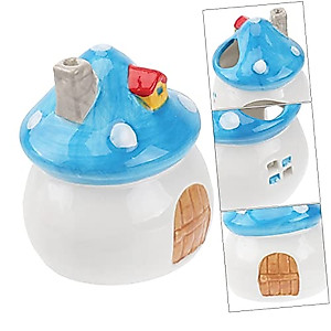 COLLBATH Mushroom Ceramic Nest Bath Animal Cage - Chinchilla Cage Accessories Hamster Accessories for Cages Small Animal Cage Accessories Pet Supply Small Animals House Red