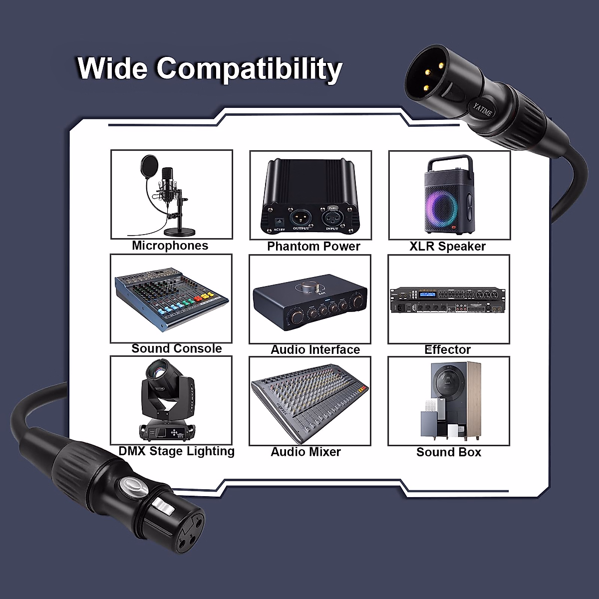 Yatime 100ft XLR Microphone Cable - Oxygen-Free Copper (OFC) Male to Female Balanced XLR Mic Cable