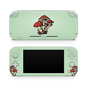 Tacky Design Mushroom Decal Skin Compatible with Nintendo Switch Lite Skin Wrap, Kawaii Skin for Nintendo Switch Lite Cover, Premium Vinyl 3M Full Wrap Decal.