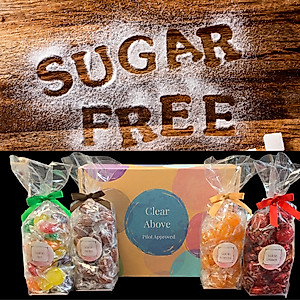 Sugar Free Candy Variety Gift Box – Sugar Free Hard Candy Bulk Candy Individually Wrapped 4 Assorted Flavor Bags