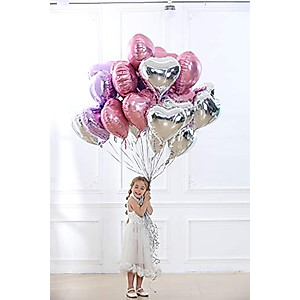 30 pcs Heart Balloons 18" Foil Love Balloons Mylar Balloons Silver heart balloons Valentines Day Decorations Balloons for Valentines Day Propose Marriage Wedding Party Wedding