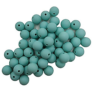 50pcs Aruba Blue Color Silicone Round Beads Sensory 15mm Silicone Pearl Bead Bulk Mom Necklace DIY Jewelry Making Decoration