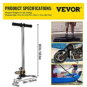 BestEquip Airgun PCP Pump 4500PSI High Pressure Hand Pump 3 Stage Pump Chamber PCP Air Pump