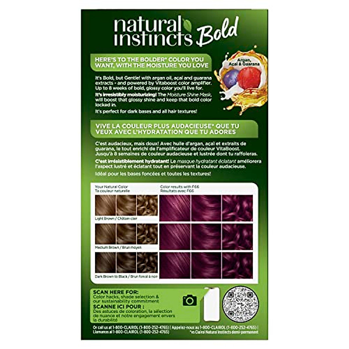 Clairol Natural Instincts Bold Permanent Hair Dye, F66 Dragon Fuchsia Hair Color, Pack of 1