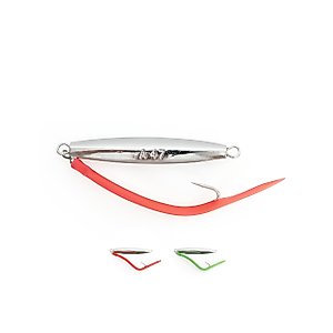 BLUEWING Diamond Jigs Fishing Saltwater Lure with Split Tube Tail and Stainless Steel Hook, 3oz, Red, 1pc