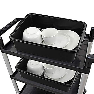 EudokkyNA Plastic Bus Tub Set of 4, Black Rectangle Plastic Dish Pans, 8 Liters