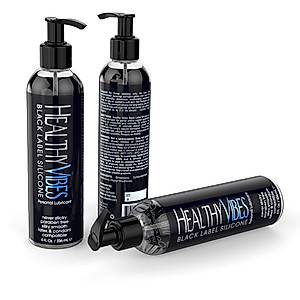 Black Label Silicone Based Personal Lubricant- Lasts Long & Easy to Clean, Water Resistant Lube, Lubricant for Privacy Safe for Most Skin Types- 8 oz