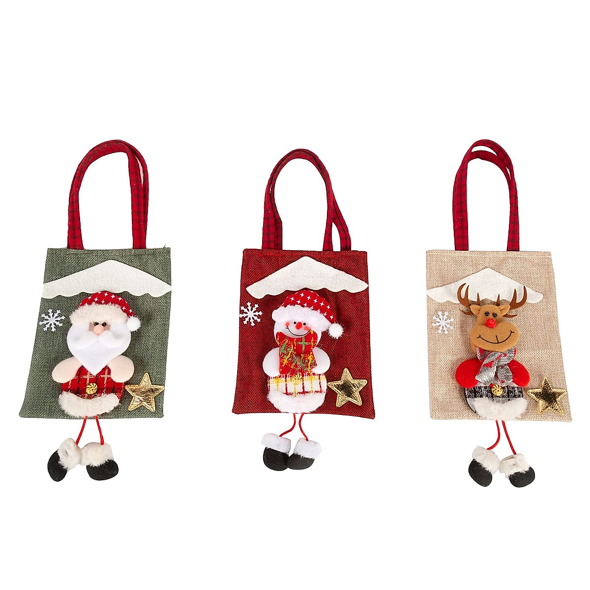 Christmas Goodie Treat Candy Bags, Christmas Treat Gift Bag Cloth Reusable Christmas Apple Bag for Children Best for Wedding Holiday New Year Holiday Gift (A02)
