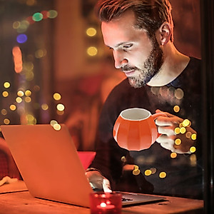 DOITOOL Halloween Mug Pumpkin Mug with Lid, Ceramic Coffee Milk Mug Halloween Water Cup for Home Party (Orange)