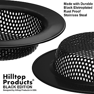 2 Pack - 4.5" Top / 3" Basket - Black Stainless Steel Kitchen Sink Drain Strainer Large Basket Food Catcher. Durable Electroplated Coating