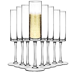 YINUOWEI Champagne Flutes - Crystal Champagne Glasses Set of 8 Modern Hand Blown Champagne Flutes Elegant Lead-free Premium Gifts for Weddings, Anniversaries, Christmas -6.3 fl oz, Clear