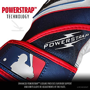 Franklin Sports MLB Batting Gloves - Powerstrap Chrome Adult Men's + Youth Batting Gloves Pair - Baseball + Softball Gloves - Black - Youth Medium