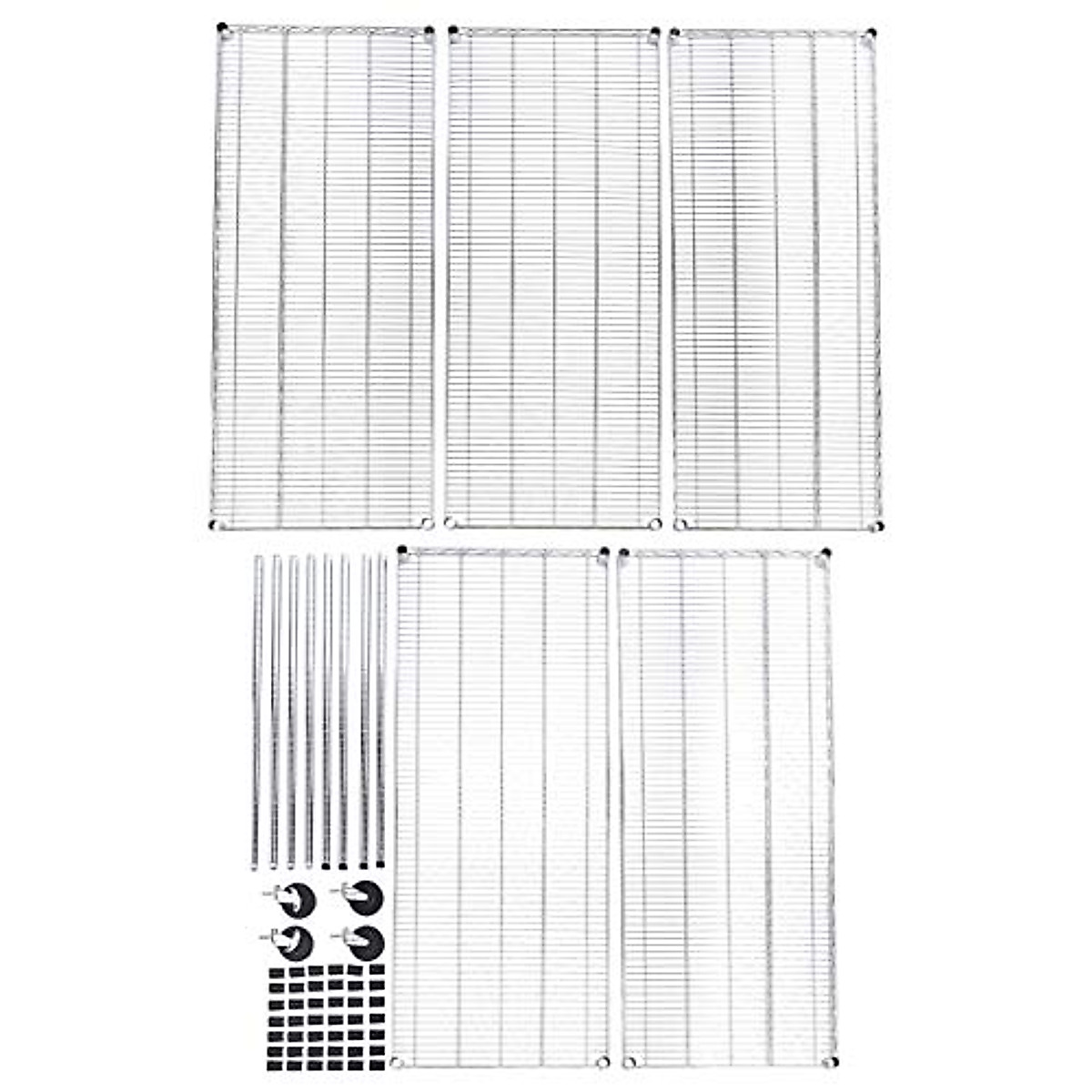 AmazonCommercial Heavy-Duty 5-Tier Steel Wire Shelving with Optional Wheels, NSF Certified, 60" W x 24" D, Chrome