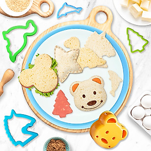 Sandwich Cutters for Kids Lunch,Sandwich Cutter and Sealer,Sandwich Cutter Set,Kids Lunch Accessories-Vegetable Fruit Cutter Set,Micky Mouse,Dinosaur,Star,Gingerbread Man Shapes(45Pcs)