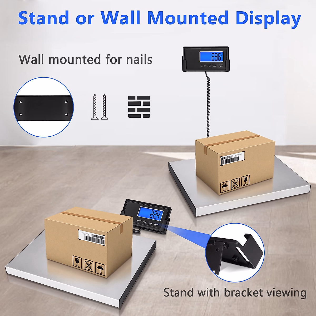 Fuzion 330lbs/5 oz Digital Shipping Scale for Packages, Heavy Duty Weight Scale, Stainless Steel Large Platform