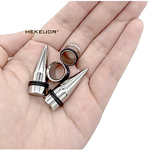 HEKEUOR 4 Piece 316l Steel Tapers and Tunnels Ear Stretching Kit Gauges Gauging Plugs Choose 1g 7/16 1/2 9/16 00g-14g (7/16"(11mm))
