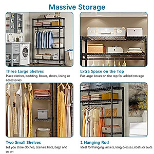 VIPEK V11S Heavy Duty Clothes Racks Wire Clothing Rack With Wheels, Rolling Garment Rack for Hanging Clothes, Portable Closet Freestanding Metal Wardrobe Racks for Storage, Max Load 452lbs, Black