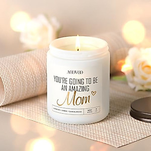 AOOVOO New Mom Gifts - Inspirational Pregnancy Gifts for Expecting Mom, Mother Day Candle Gifts, New Mom Candle Gift, Mom Birthday Gifts, Lavender Scented Candle, 9 oz Soy Wax
