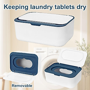 RSQAZQ Dryer Sheet Holder, Laundry Dryer Sheet Container With Lid Dryer Sheet Dispenser Organizer Basket, Fabric Softener Sheet Storage Box for Laundry Room Washer Organization (Blue)