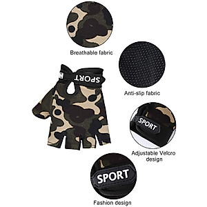 SATINIOR 4 Pairs Kids Half Finger Cycling Gloves Non Slip Sports Gloves for Summer Outdoor Sports Children