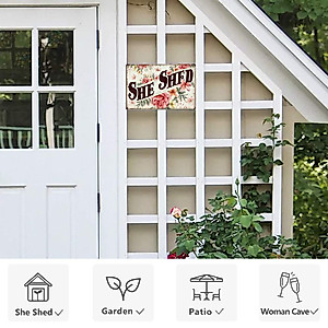 Putuo Decor She Shed Decor, Farmhouse Wall Sign for Home, Kitchen, Garden, Women Cave, Gift for Girlfriend, Ladies, 12x8 Inches Aluminum Metal Sign