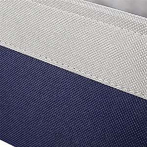 Vissin Large Storage Baskets, Foldable blue Basket with Cotton Handles, Canvas Fabric Storage Bins for Organizing,Cupboards, Shelves, Clothes, Toys, Towel, (blue+White,1 Pack)