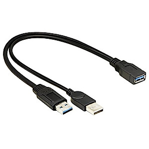 zdyCGTime USB 3.0 Extender Cable USB 3.0 Female to USB 3.0 & USB 2.0 Male Extra Power Data Y Splitter Charger Extension Cable(33CM/13inch)
