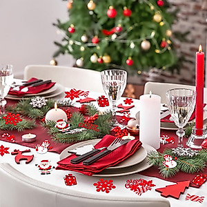 Whaline 270Pcs Christmas Confetti Red Santa Snowflake Snowman Paper Confetti Merry Xmas Table Confetti Decoration for Winter Holiday Baby Shower Birthday Party Supplies DIY Crafting