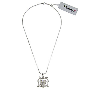 PammyJ Music Jewelry - Drum Set with Clear Crystals Pendant Necklace, 17.5"