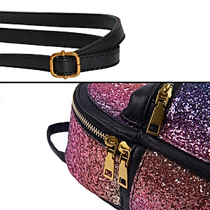 SEALINF Women Girl Bling Mini Backpack Convertible Shoulder Cross Bags Purse (black-2)