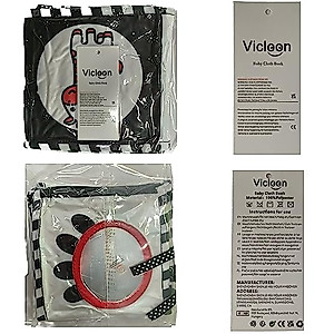 Vicloon Black and White High Contrast Baby Toys, Soft Baby Book for Newborn 0-3-6-12 Months, Infant Tummy Time Toys, Early Education Sensory Toys, Visual Stimulation Folding Cloth Book for Boys Girls