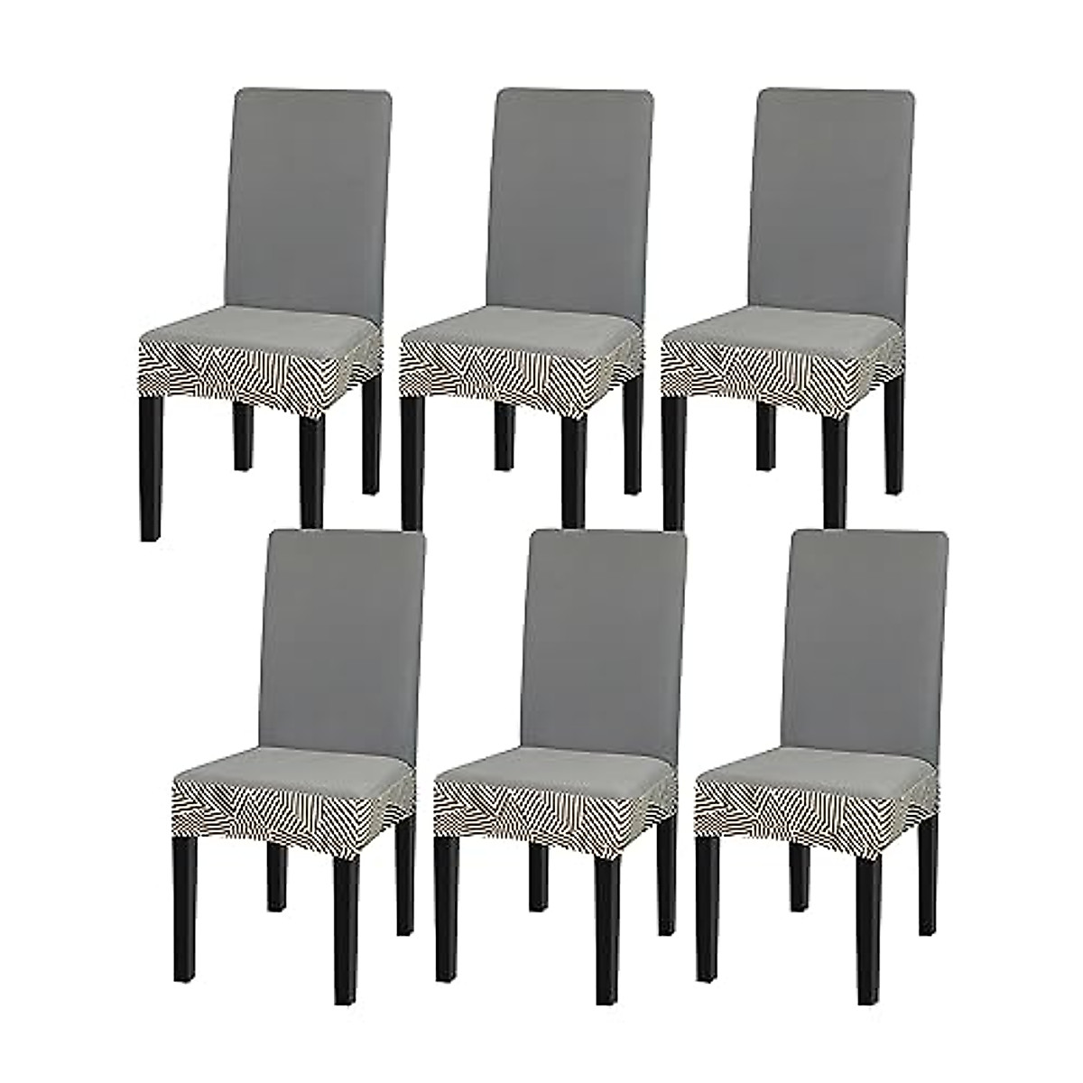 Miaotto Chair Covers for Dining Room Stretch Dining Chair Covers Set of 6 Parsons Chair Slipcover Removable Washable Kitchen Chair Slipcovers for Dining Room Party Banquet,Light Grey Splice