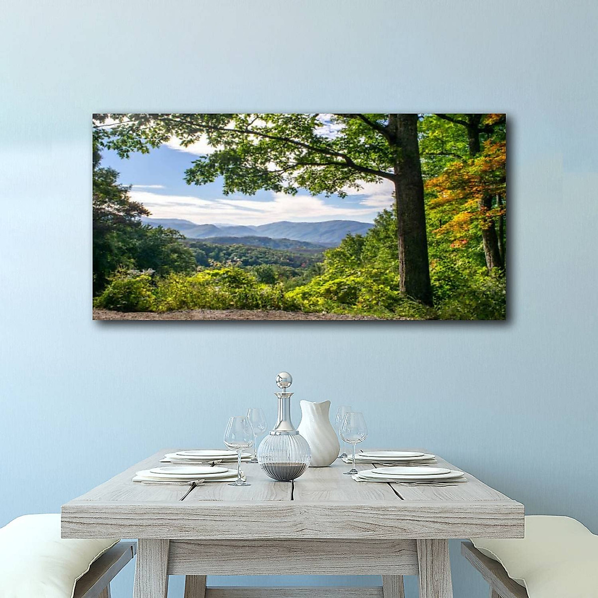Wall Art for Living Room Picturesque View of Great Smoky Mountains National Park Print On Canvas Wall Decor Painting Posters Office Modern Home Decoration 20x40 inches Ready to Hang