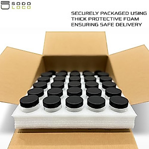 (50 Pack) 3oz Thick Glass Jars with Black Child Resistant Lids - Airtight Storage Containers for Herbs, Spices, Cosmetic, Medicine & More