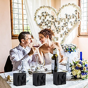 driew Small Black Gift Bags 50 Pcs, 4" x 2.8" x 4.5" Min Thick Kraft Paper Bags Bulk with Black Handles Set for Wedding Party Birthday Gathering Baby Shower