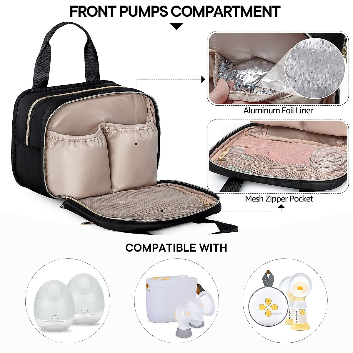Fasrom Wearable Breast Pump Bag with Cooler Bundle with Baby Bottle Cooler Bag with Ice Pack Fits 4 Baby Bottles up to 5 Ounce