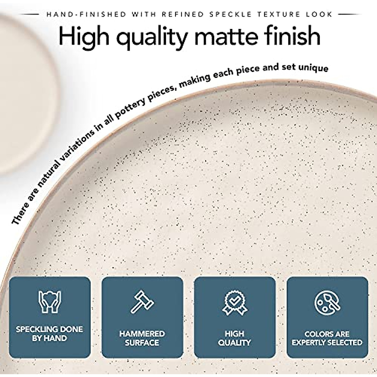 Potter's Corner by Maison Neuve 16-Piece Dinnerware Set Service for 4 - Hand Crafted Bowls and Plates Set w/Mugs, Stoneware Dinnerware Set, Microwave & Dishwasher Safe Plate Set - Oxford White