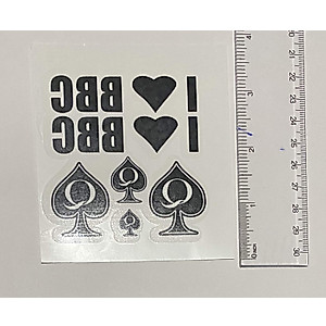 6 Sheet Temporary Tattoo Set QoS, BBC ONLY, I Love BBC 38 Total Tattoos Queen of Spades