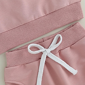 Toddler Baby Girl Clothes Daddys Girl Long Sleeve Pullover Sweatshirt Stretch Jogger Pants Infant Fall Winter Outfit (Daddys Girl Pink, 12-18 Months)