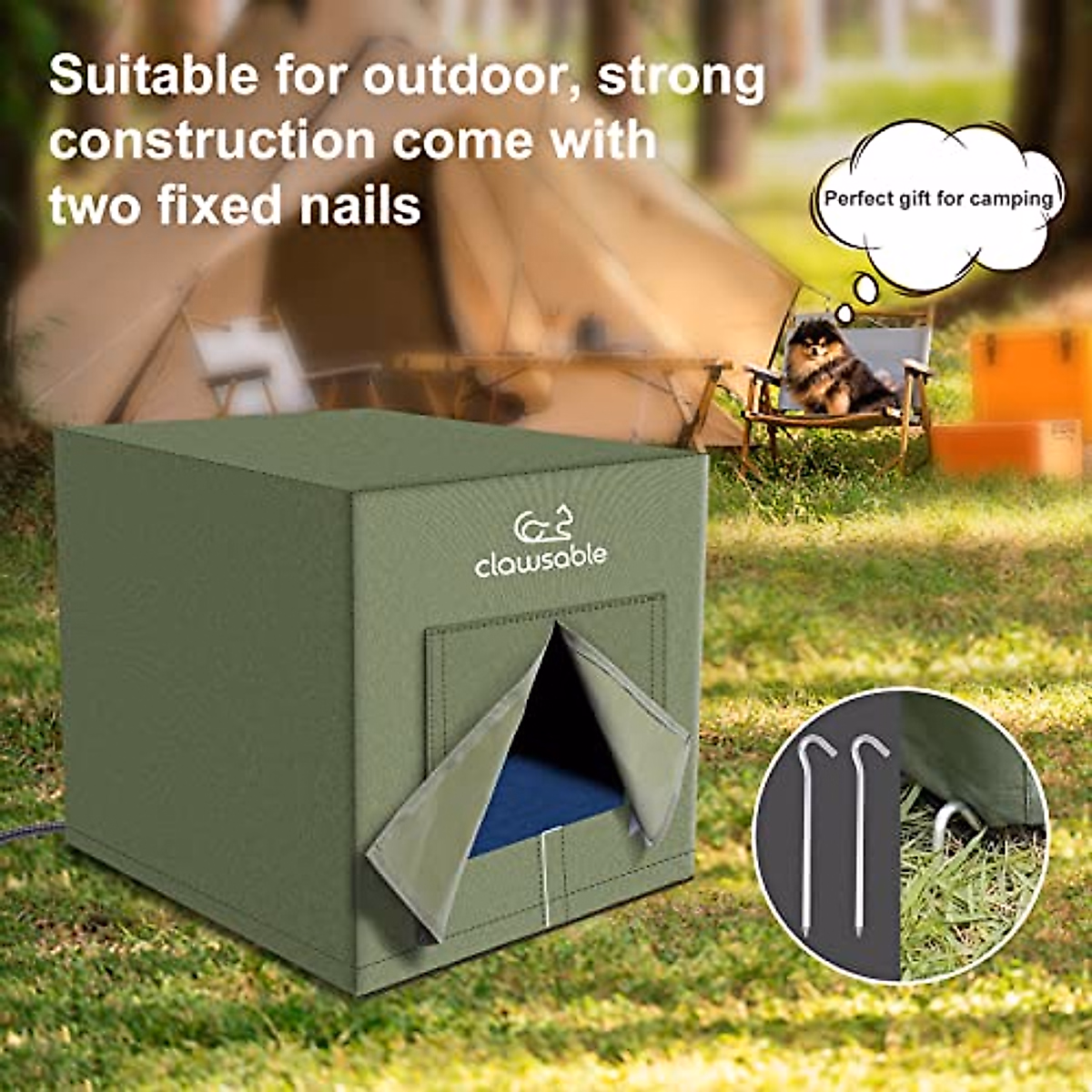 Large Heated Cat House for Outdoor Cats in Winter, Anti-Soaking Insulated Cat House, Elevated & Weatherproof, Warm Cat Shelter with Heating Pad, Outside House Feral Barn Cat (Heated, Large Cuboid)