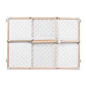 Summer Secure Pressure Mount Wood & Plastic Baby Gate, Natural Hardwood Finish – 24” Tall, Fits Openings up to 27.5” to 42” Wide, Baby and Pet Gate for Doorways