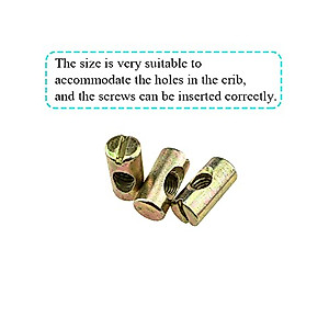 Hao Pro M6x20mm Barrel Nuts Cross Dowels Slotted Bolts Hardware Clean Tight Thread Proper Insert Sturdy Firm Holding Easy Install Align Smooth Screw in Snug Fit for Beds Crib Furniture Chairs 6PCS