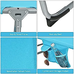 Tangkula Beach Chaise Lounge Chair with Hole for Face, Patio Folding Adjustable Reclining Beach Sunbathing Chair with Side Pocket, Portable Face Down Tanning Chair for Outdoor Backyard Poolside (2)